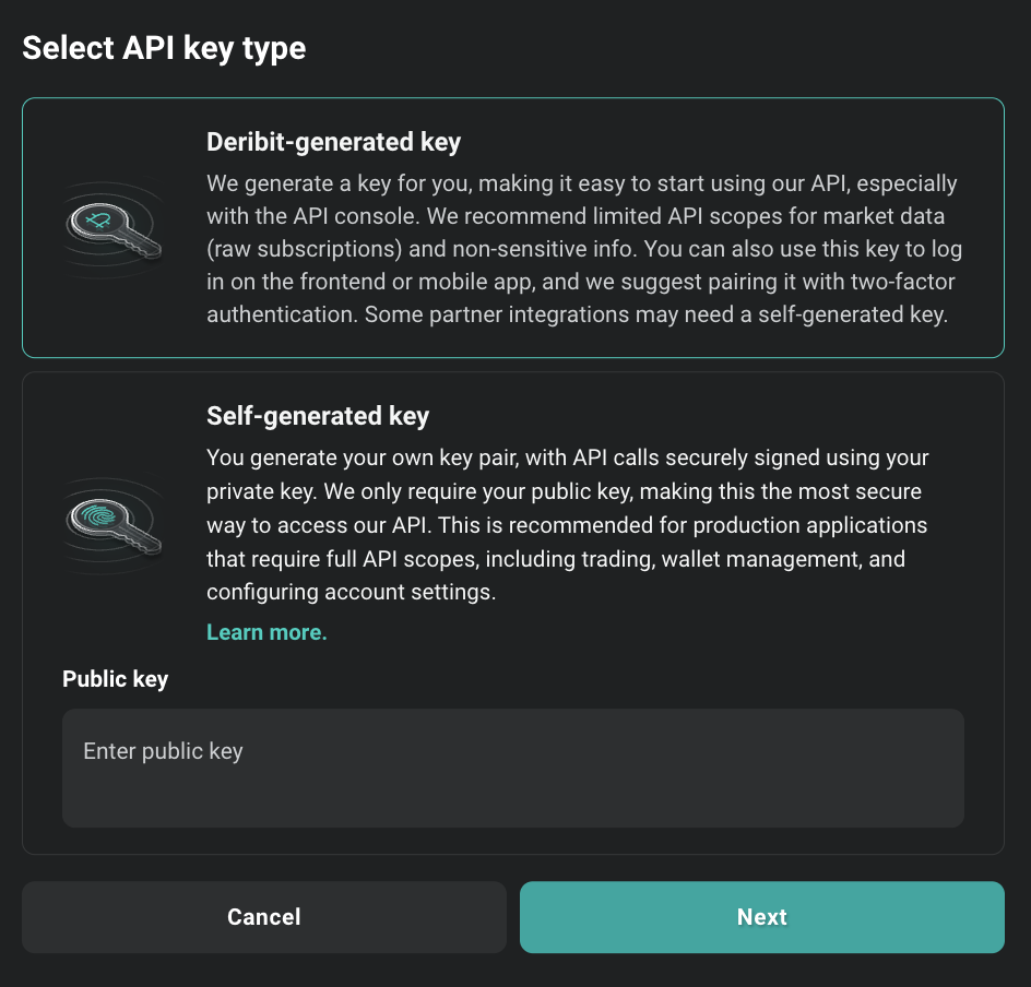 Creating new API key on Deribit – Deribit Support