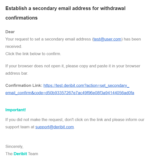 Confirmación por correo electrónico secundario para retiros – Deribit ...